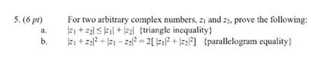 Solved For Two Arbitrary Complex Numbers Z And Z Chegg