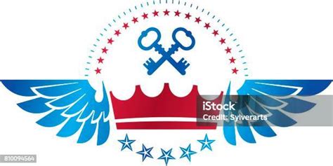 로얄 크라운 상징입니다 팔의 문장 학 외 투 절연 장식 아이콘 벡터 일러스트 흰색 바탕에 오래 된 스타일에 고 대