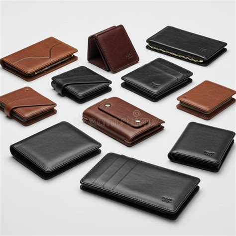 A Collection Of Wallets Displayed On A Surface Featuring Various