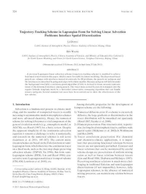 Pdf Trajectory Tracking Scheme In Lagrangian Form For Solving Linear Advection Problems