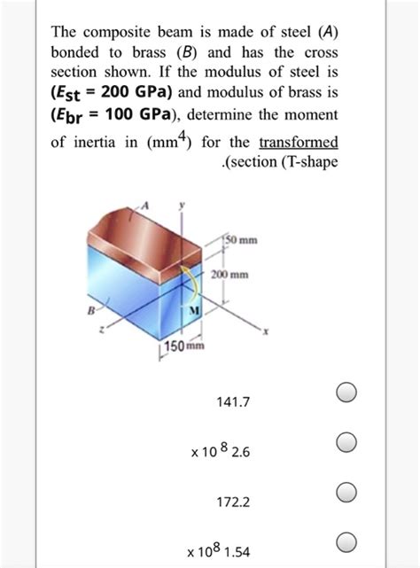 The Composite Beam Is Made Of Steel A Bonded To Brass B And Has The
