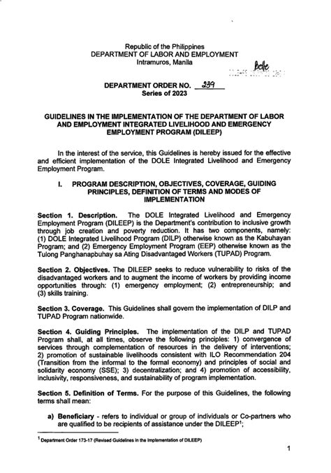 DOLE Issuances Batang Malaya