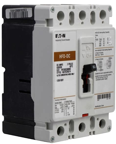 Eaton Hfddc3080w Series C Dcpvgard Circuit Breaker F Frame Hfd 3