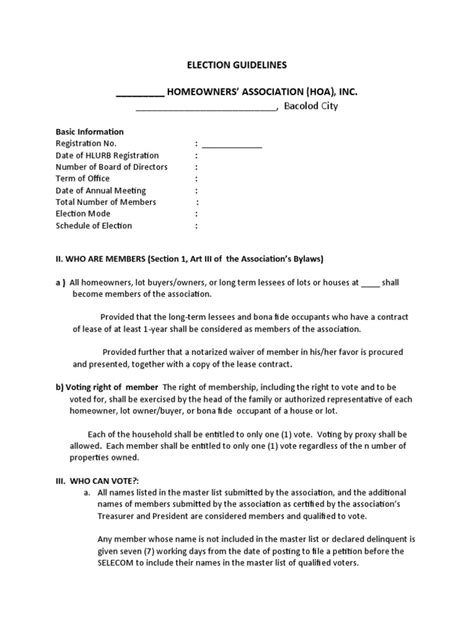 Election Guidelines Sample Pdf Elections Voting