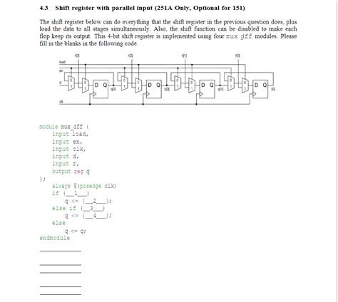 Solved 43 Shift Register With Parallel Input 251a Only