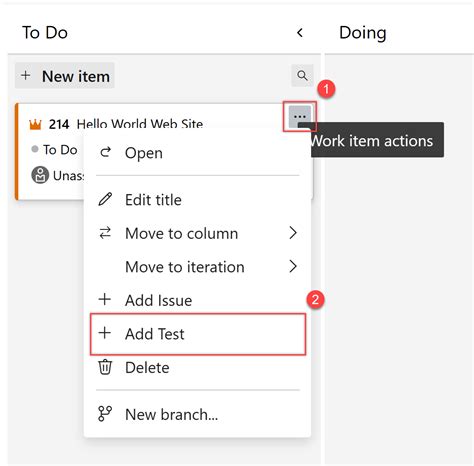 adición ejecución y actualización de pruebas insertadas azure boards