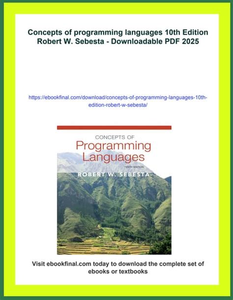 Concepts Of Programming Languages 10th Edition Robert W Sebesta Pdf