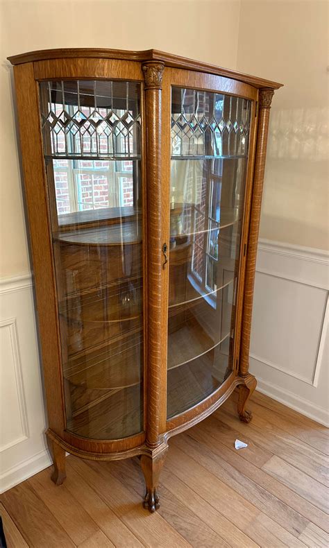 Antique Curio Cabinets With Curved Glass Cabinets Matttroy