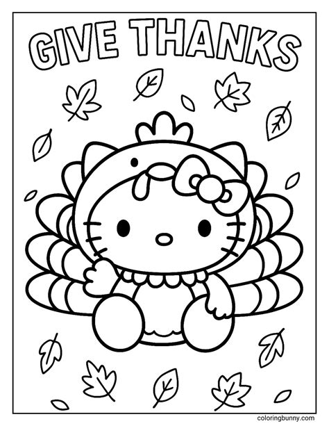 Hello Kitty Turkey Coloring Pages [2025]