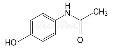 Paracetamol Molecule Structure Chemical Formula On White Background
