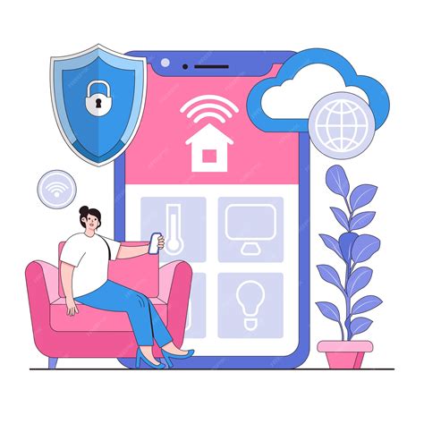 Premium Vector Iot Security Vector Illustration Concept With Characters Secure Smart Devices