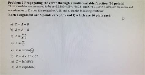 solved problem 2 propagating the error through a