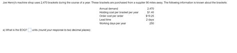 Solved 6 PARTS b) What is the average inventory if the EOQ | Chegg.com