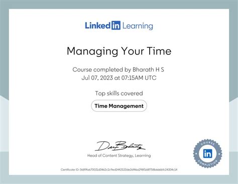 bharath h s on linkedin certificate of completion