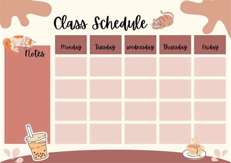 Class Schedule Organizer Class Schedule Schedule Organization