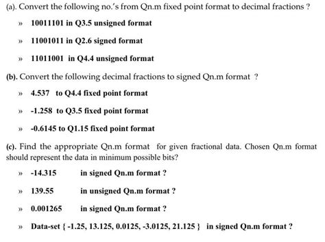 solved a convert the following no s from qn m fixed