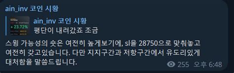 Ain Inv 코인 On Twitter 28820 에 오픈한 포지션은 28700에 Sl터치