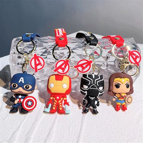 Cartoon Marvel Superheroes Silicone Keychains Cute Avengers Pendant