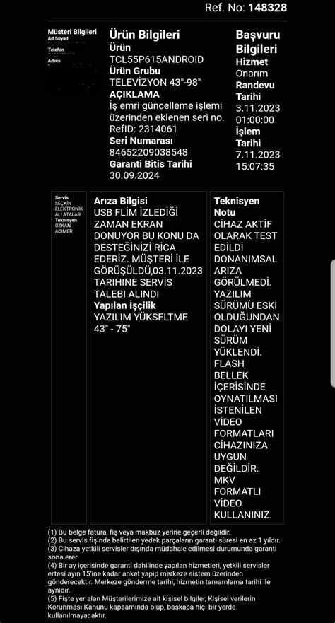 TCL Televizyon TCL P USB K Oynatmıyor Şikayetvar