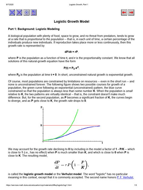 Week 015 Logistic Growth Part 1 Pdf Logistic Function Applied