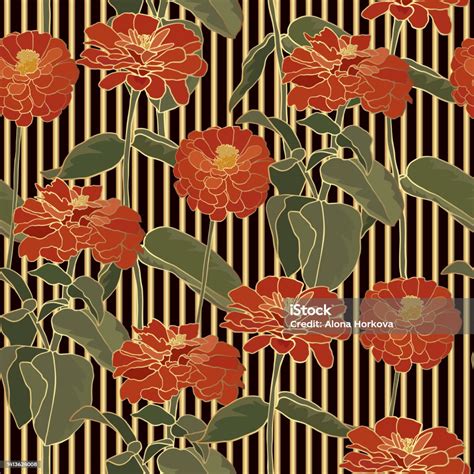 아르데코 빈티지 이음새가 없는 패턴 황금 줄무늬와 꽃 요소의 혼합 배경 주제에 대한 스톡 벡터 아트 및 기타 이미지 배경 주제 0명 1위 Istock