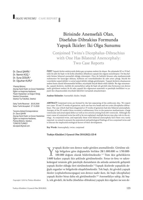 Pdf Conjoined Twins Dicephalus Dibrachius With One Has Bilateral Anencephaly Two Case Report