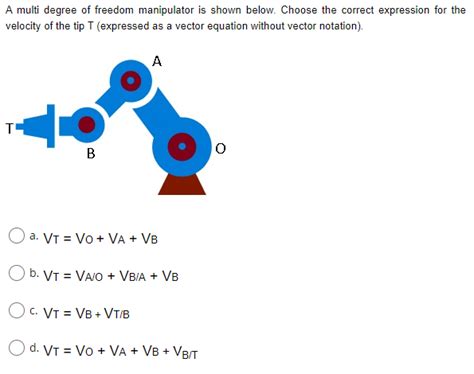 Solved A Multi Degree Of Freedom Manipulator Is Shown Below Choose The 1 Answer