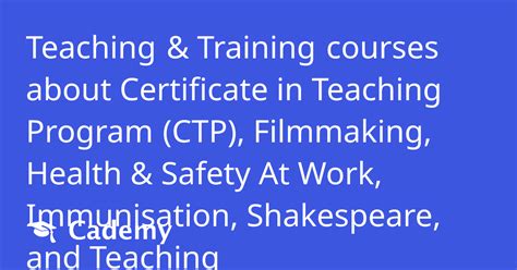 Teaching And Training Courses About Certificate In Teaching Program Ctp