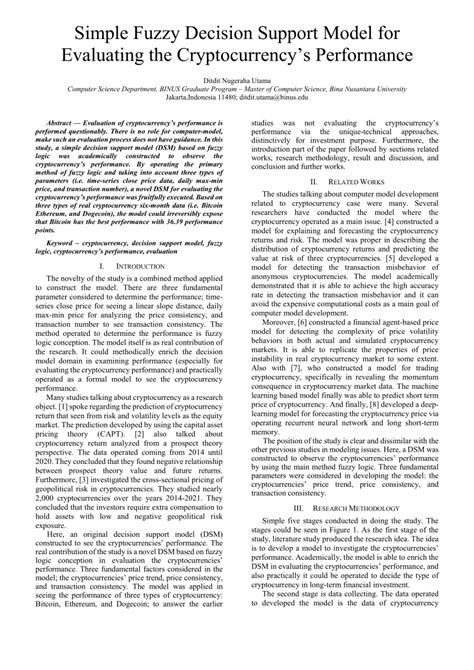 Pdf Simple Fuzzy Decision Support Model For Evaluating The Cryptocurrencys Performance