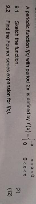Solved A periodic function f x with period 2π is defined Chegg com