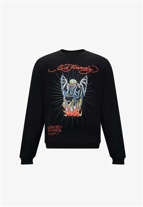 Ed Hardy Flaming Devil Sweatshirts Blacksort Zalandodk