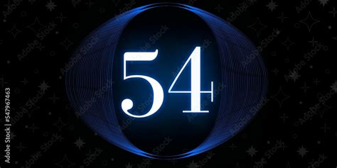 Number 54 Banner With The Number Fifty Four On A Black Background And