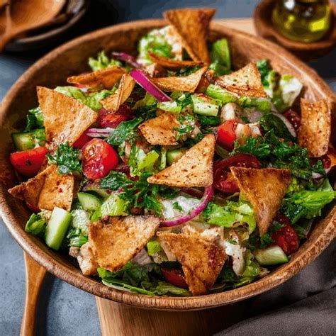 Lebanese Fattoush Salad With Crispy Pita Chips