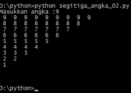 CodeSaya Tutorial Membuat Segitiga Dengan Python Versi Angka