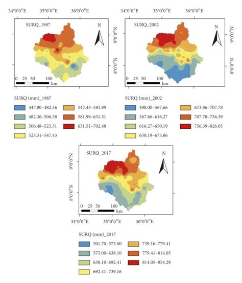 Spatial Distribution Predicted Annual Surface Runoff Surq Mm For Download Scientific