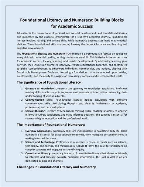 Ppt Foundational Literacy And Numeracy Building Blocks For Academic Success Powerpoint