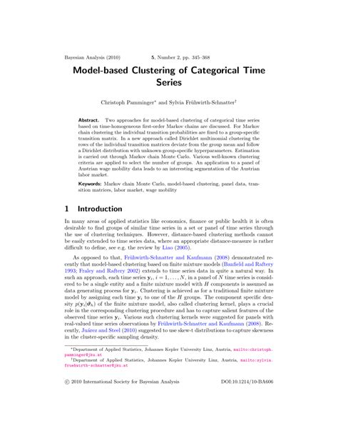 Pdf Model Based Clustering Of Categorical Time Series