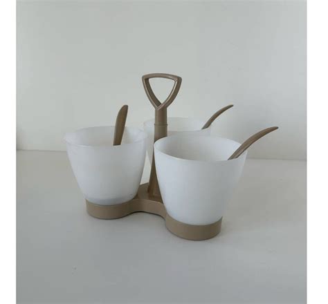 Vintage Tupperware Condiment Caddy Serving Set Almond And Sheer 757 758 872 Etsy