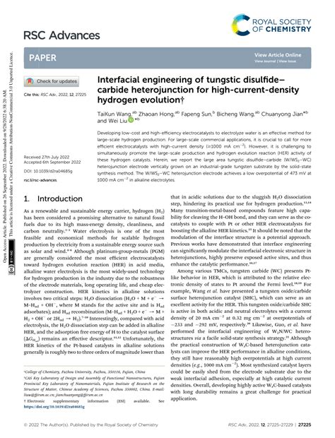 Pdf Interfacial Engineering Of Tungstic Disulfidecarbide