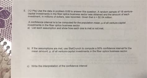 Solved 5 12 Pts Use The Data In Problem 869 To Answer