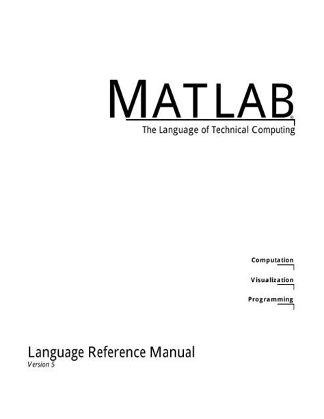 Matlab Language Reference Manual