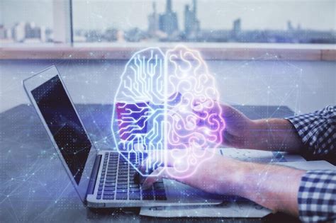 Premium Photo Double Exposure Of Man Hands Typing On Computer With Credit Card And Brain Theme