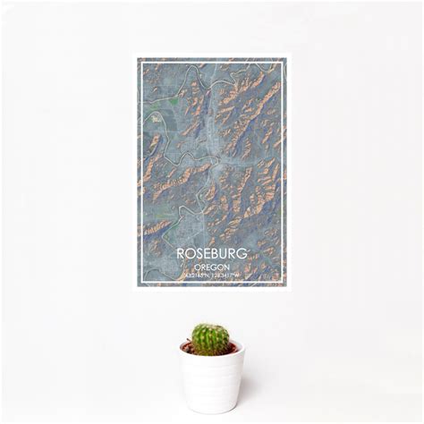 Roseburg Oregon Map Print In Afternoon — Jace Maps
