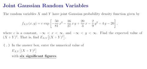 Solved Joint Gaussian Random Variables The Random Variables
