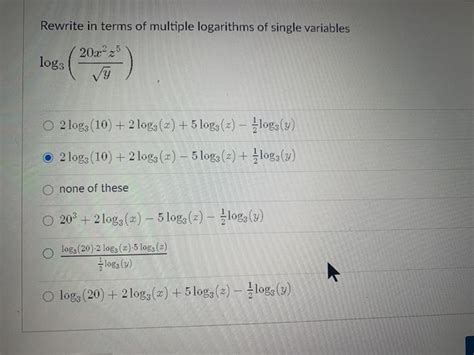 solved rewrite in terms of multiple logarithms of single