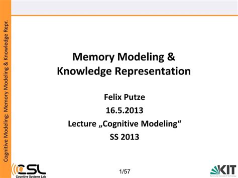 Memory Modeling And Knowledge Representation Cognitive