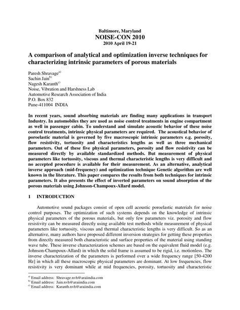 Pdf A Comparison Of Analytical And Optimization Inverse Techniques