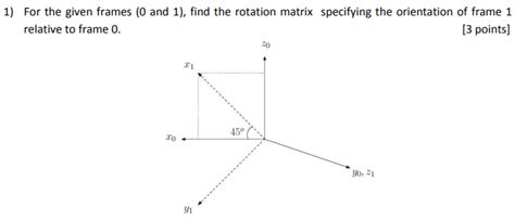 Solved For The Given Frames And Find The Rotation Chegg