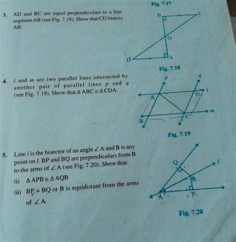 3 Ad And Bc Are Equal Perpendiculars To A Line Segment Ab See Fig 7 1