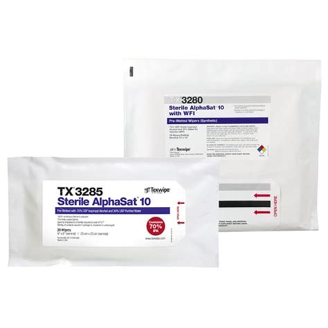 Texwipe Alphasat® With Vectra® Alpha® 10 Sterile Pre Wetted Polyester Cleanroom Wipers 70 Usp